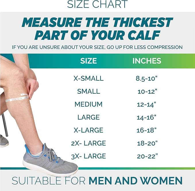 Calf Compression Sleeves for Men and Women - Footless Compression Socks for Runners, Shin Splints, Varicose Vein and Calf Pain Relief - Leg Brace for Running, Cycling, Travel - Medium, Black