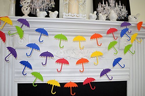 Umbrella Garland, shower decorations, baby shower bridal shower, pink grey white umbrellas, Rain Showers Umbrella, baby sprinkle