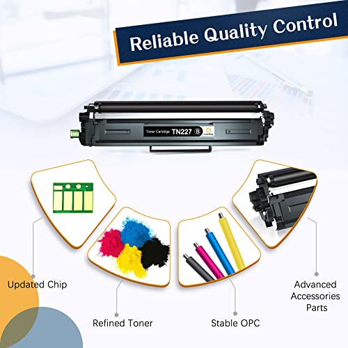 ColorKing Compatible Toner Cartridge Replacement for Brother TN227 TN-227 TN227BK TN223 TN223BK for MFC-L3750CDW HL-L3210CW HL-L3290CD HL-L3230CDW MFC-L3770CDW Toner (TN227BK/C/M/Y High Yield, 4 Pack)