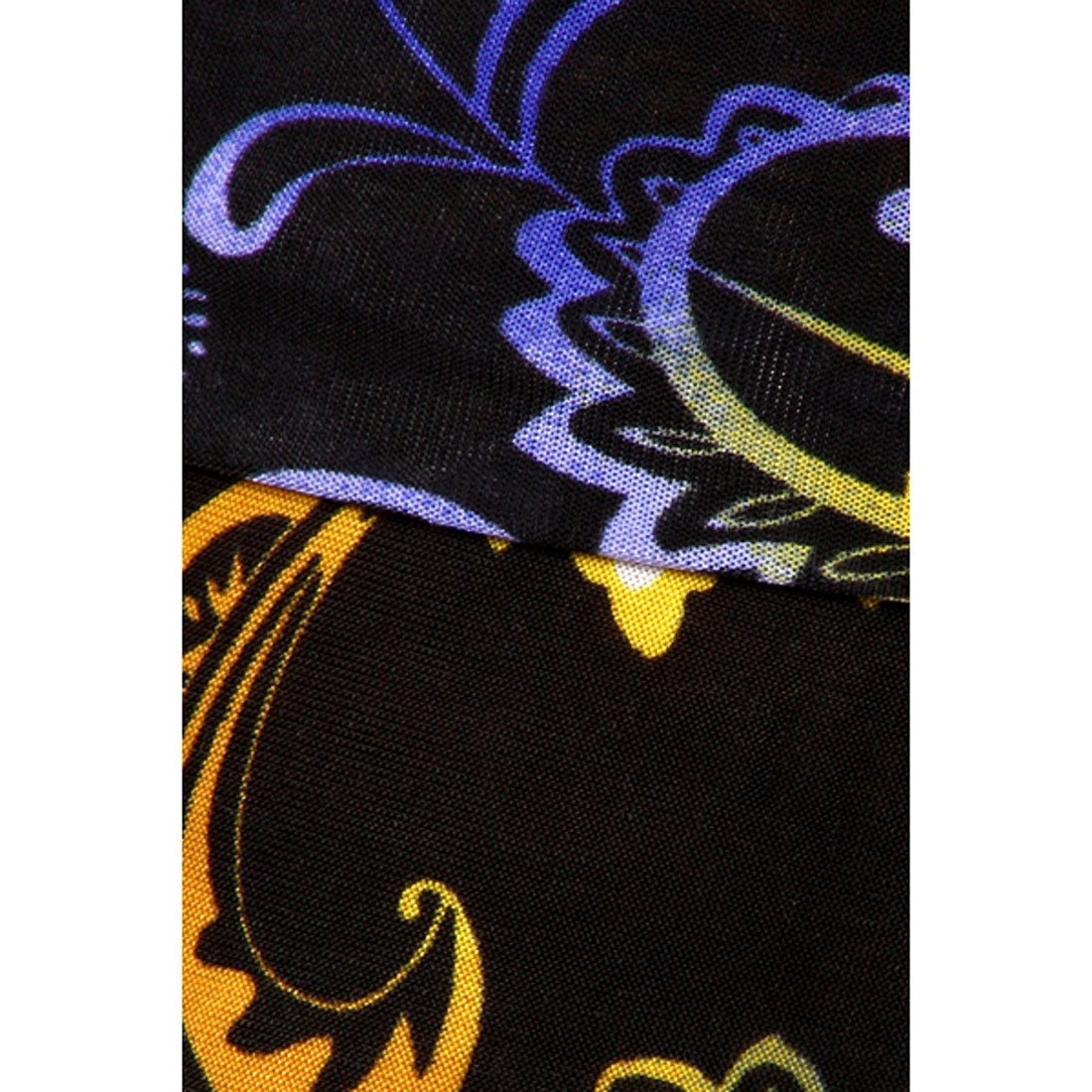 Black Palazzo Pants Multi Color Leaf Print Design, Fold Over Waist Band Small