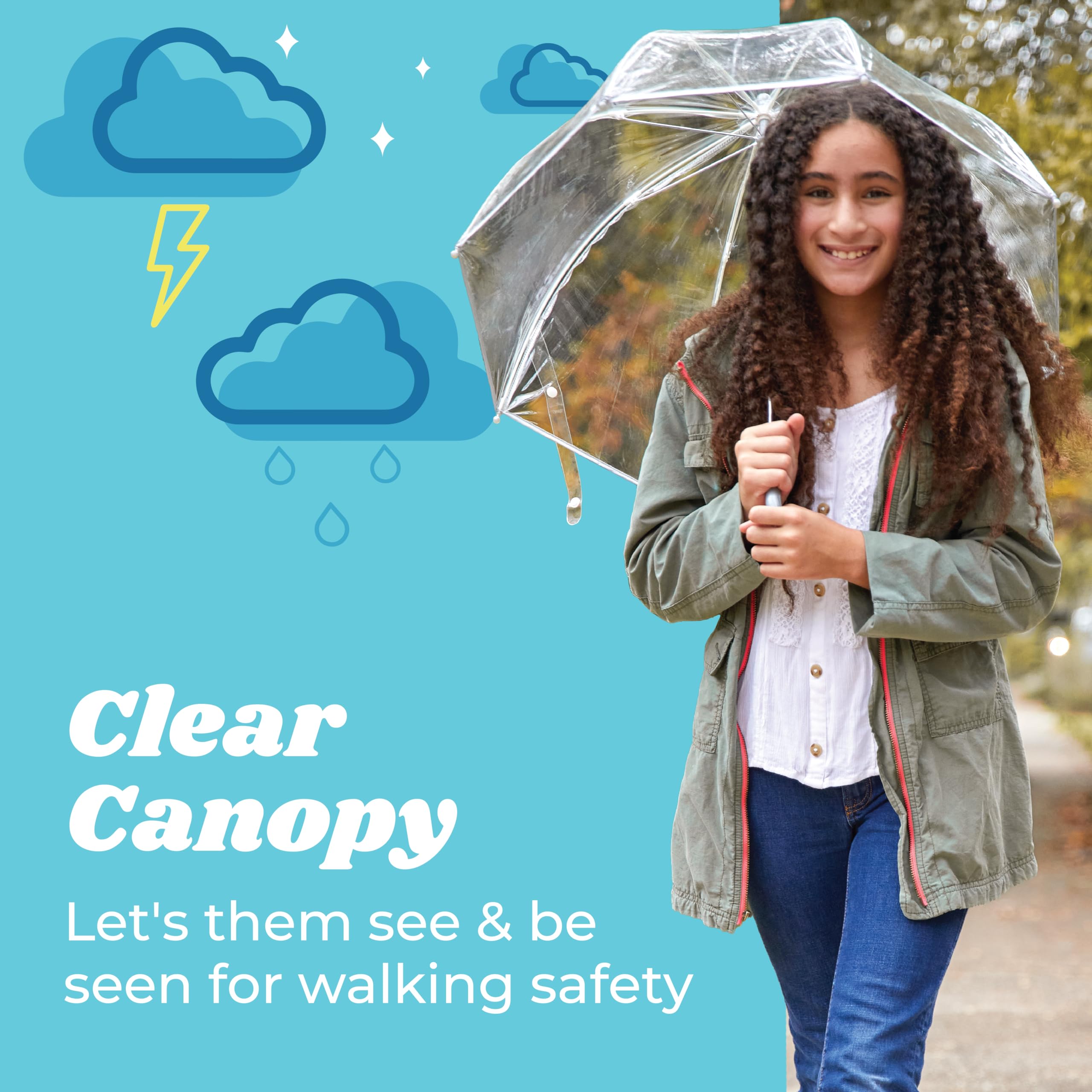 totes Kids Clear Bubble Umbrella with Dome Canopy, Lightweight Design, Wind and Rain Protection Umbrella, Pink, Kids - 38" Canopy