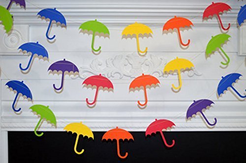 Umbrella Garland, shower decorations, baby shower bridal shower, pink grey white umbrellas, Rain Showers Umbrella, baby sprinkle