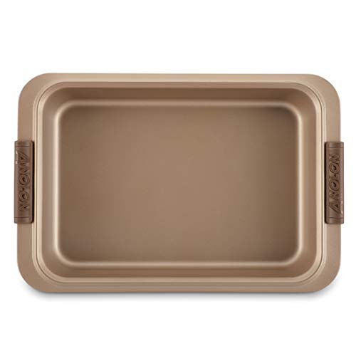 Anolon Bronze Nonstick Baking Pan With Lid / Nonstick Cake Pan With Lid, Rectangle - 9 Inch x 13 Inch, Brown