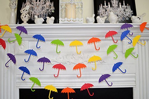Umbrella Garland, shower decorations, baby shower bridal shower, pink grey white umbrellas, Rain Showers Umbrella, baby sprinkle