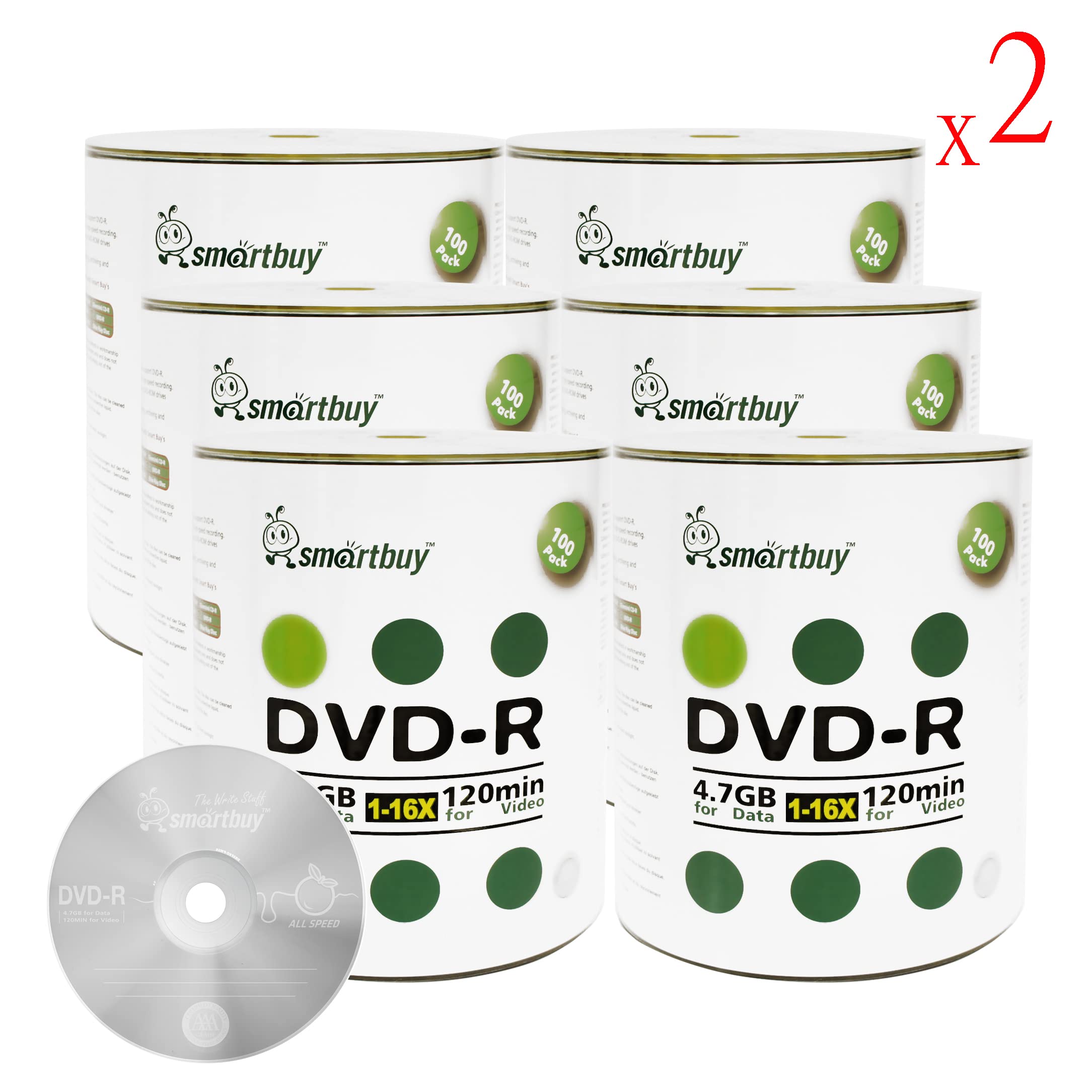 Smart Buy 1200 Pack DVD-R 4.7gb 16x Logo Blank Data Video Movie Recordable Disc, 1200 Disc 1200pk