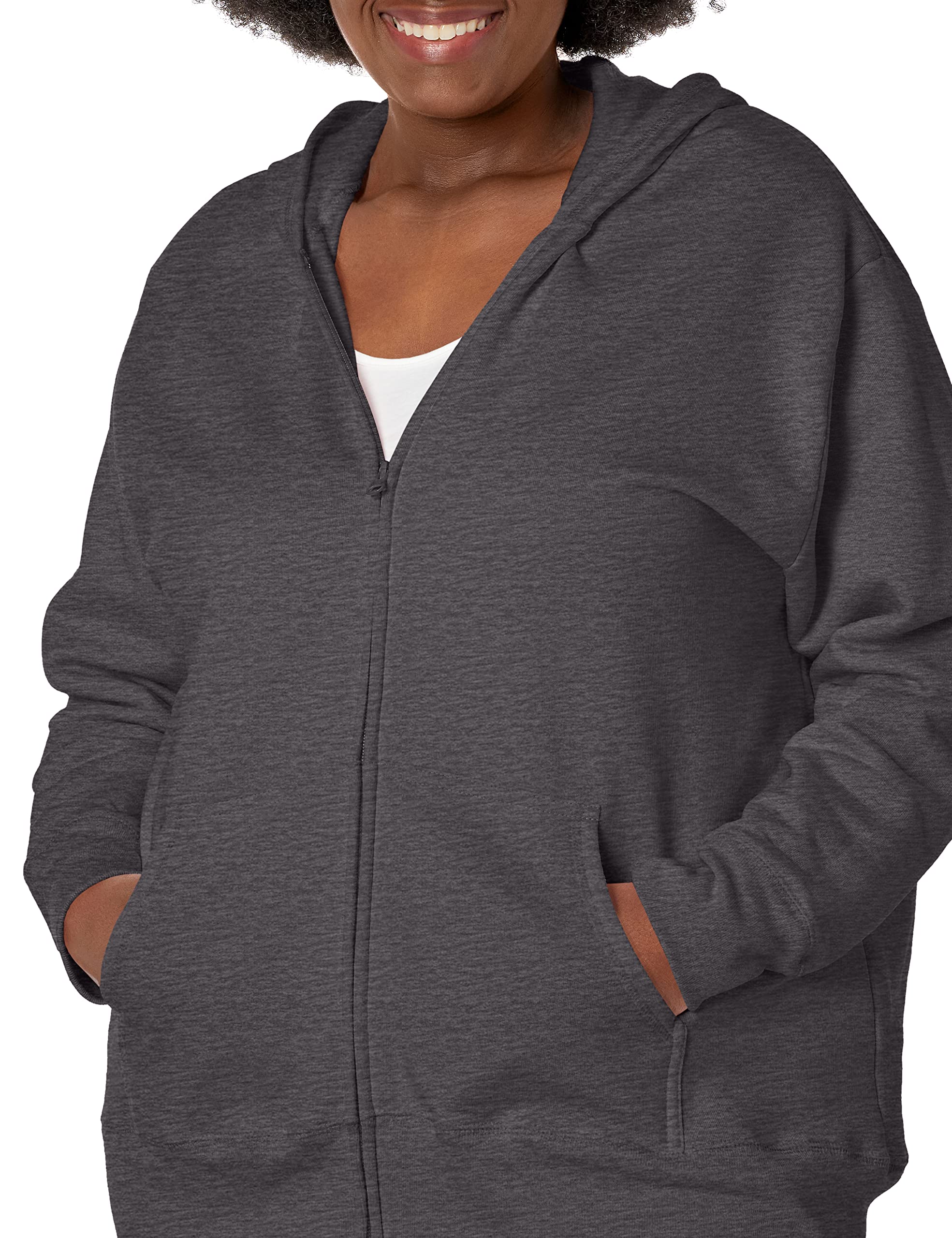 JUST MY SIZE womens Comfortsoft Ecosmart Fleece Full-zip Women's athletic hoodies, Slate Heather, 3X US