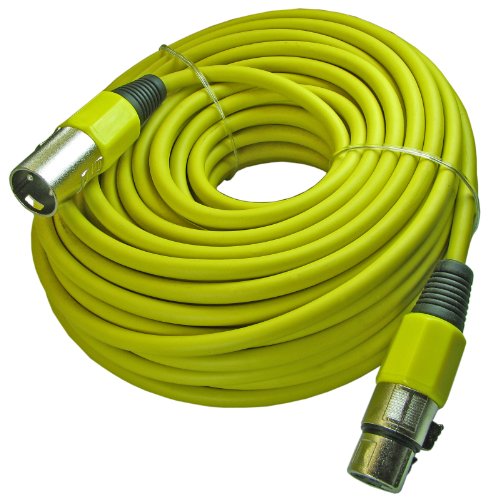 XLR Male to Female 3pin Mic Microphone Lo-z Extension Cable Cord (100 Foot Feet ft, Yellow)