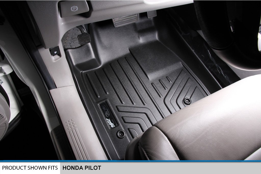 MAXLINER Floor Mats 3 Row Liner Set Black for 2009-2015 Honda Pilot