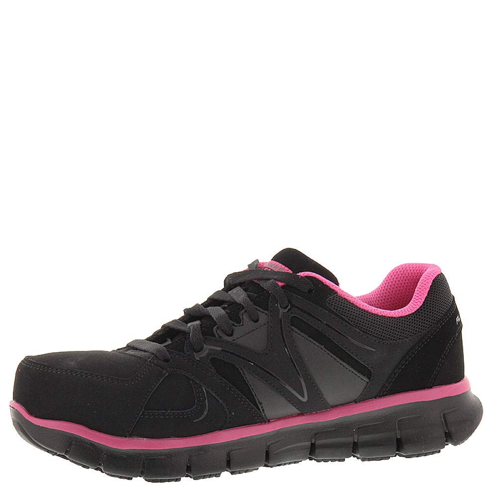 Skechers Women's Synergy-Sandlot Work Boot, Black/Pink, 8.5 M US