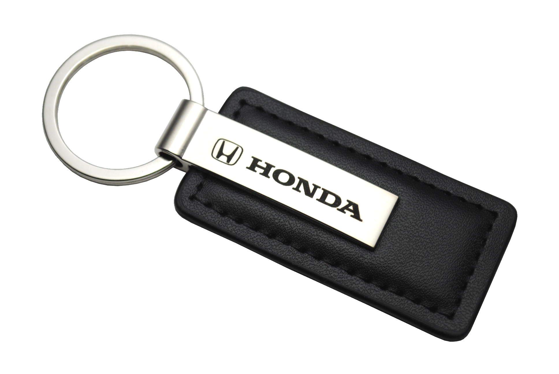 Au-TOMOTIVE GOLD, INC. Officially Licensed Black Leather Key Chain for Honda