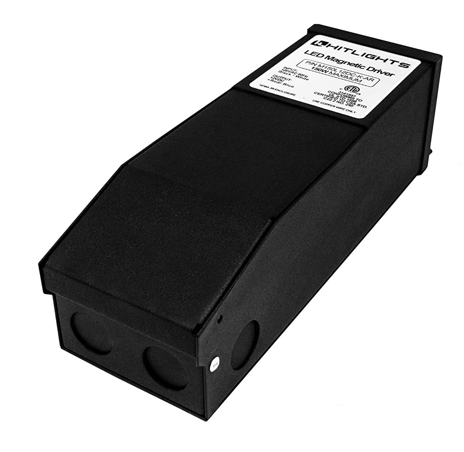 HitLights Dimmable LED Driver Transformer 12V 150W, Magnetic Power Supply 120VAC to 12VDC, Compatible with Lutron and Leviton Dimmers, for LED Strip Light, Kitchen, Cabinet, Class2, ETL Listed