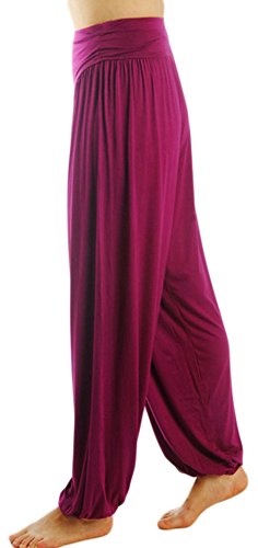 AvaCostume Womens Modal Cotton Soft Yoga Sports Dance Harem Pants, XL, Fuchsia