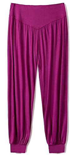 AvaCostume Womens Modal Cotton Soft Yoga Sports Dance Harem Pants, XL, Fuchsia