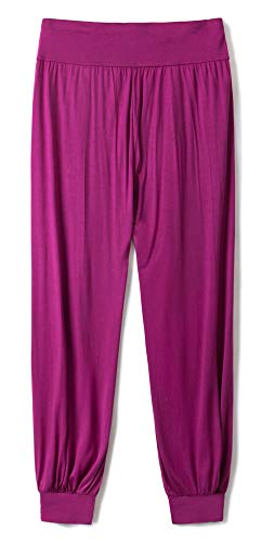 AvaCostume Womens Modal Cotton Soft Yoga Sports Dance Harem Pants, XL, Fuchsia