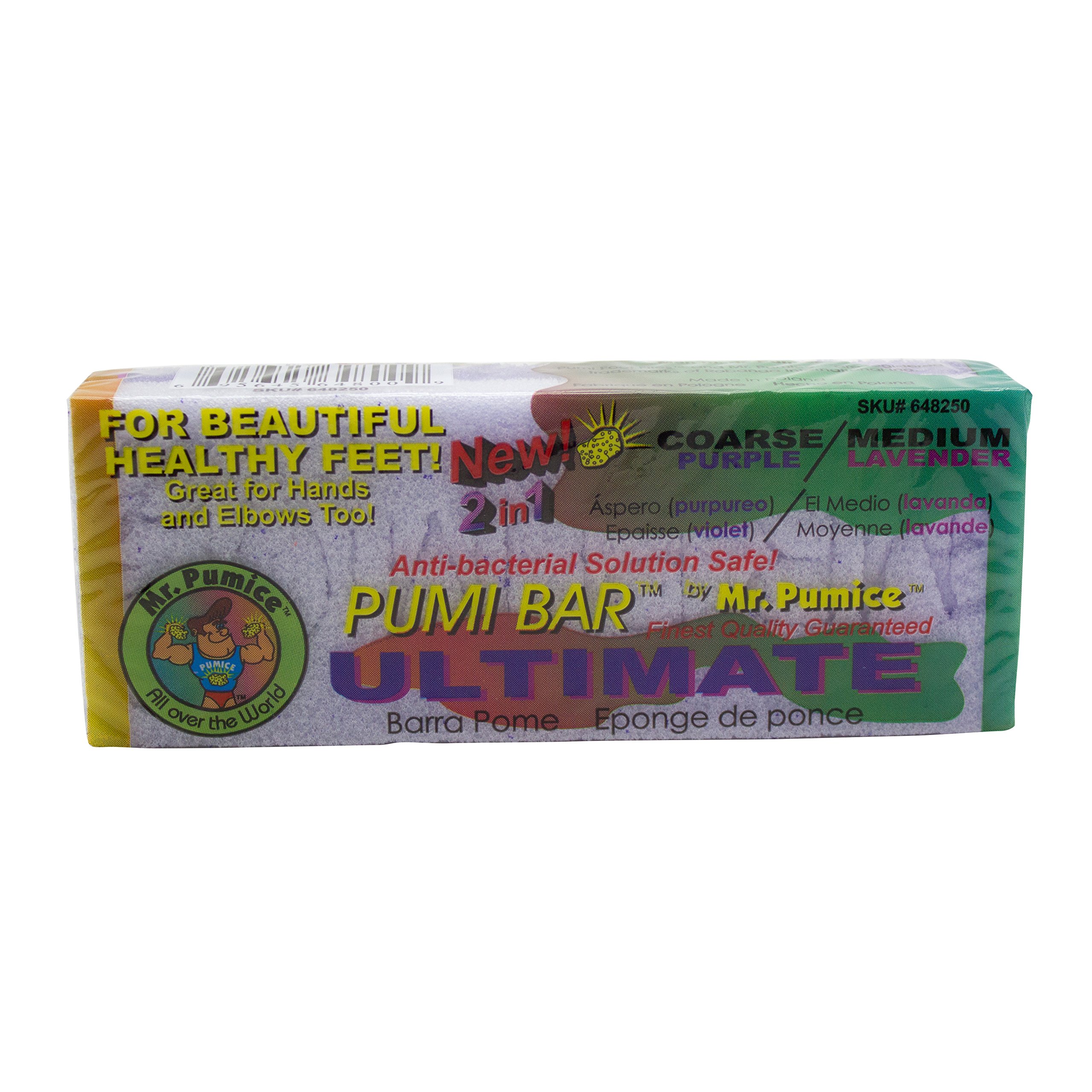Mr. Pumice Ultimate PUMI Bar (Single): 2-in-1 Callus Remover, Pedicure Stone & Ped File Scrubber for Smooth Feet and Heels, Dual-Grit (Medium + Coarse) (8 Bars)