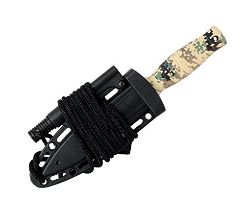DEFENDER XTREME 7" Desert Camo Mini Hunting Knife Stainless Steel Blade with Fire Starter