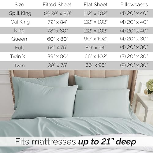 Southshore Fine Living, Inc. 6-Piece Deep Queen Sheets Premium Bedding, 21-Inch Queen Deep Pocket Sheet Set, Microfiber Bedding, Deep Pocket Fitted Sheet, Blue Pillow Cases, Sky Blue Sheets