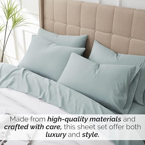 Southshore Fine Living, Inc. 6-Piece Deep Queen Sheets Premium Bedding, 21-Inch Queen Deep Pocket Sheet Set, Microfiber Bedding, Deep Pocket Fitted Sheet, Blue Pillow Cases, Sky Blue Sheets
