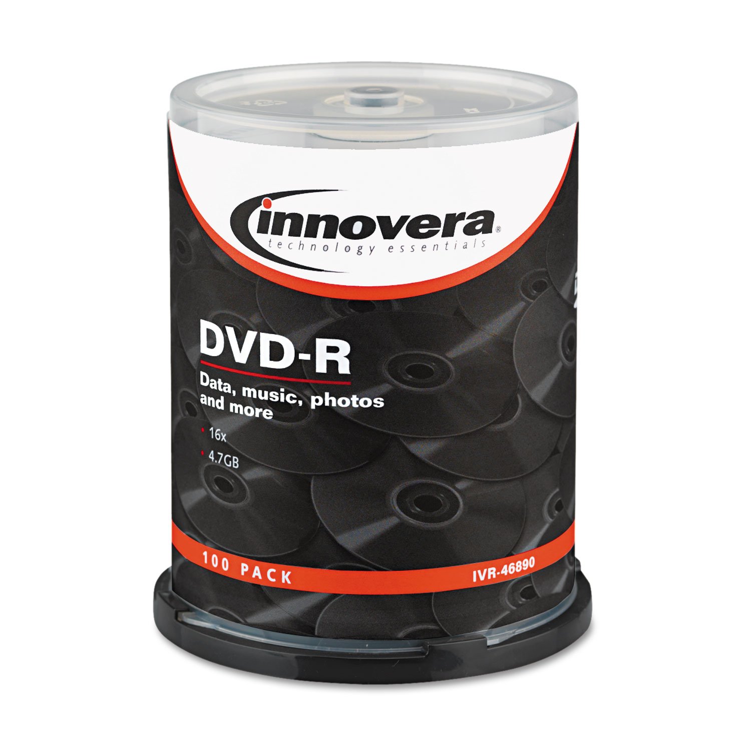 Innovera 46890 DVD-R Discs 4.7GB 16x Spindle Silver 100/Pack