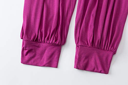AvaCostume Womens Modal Cotton Soft Yoga Sports Dance Harem Pants, XL, Fuchsia