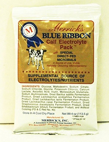MILLER Merrick's Blue Ribbon Calf Electrolyte Probios (4oz) Sick Dehyrated Scouring Calf 12 Pack12