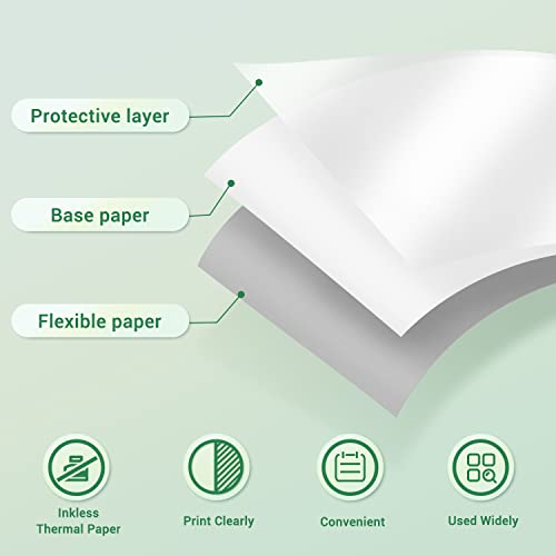 Phomemo M04S Portable Printer- Bluetooth Inkless Thermal Sticker Printer with White Self-Adhesive Thermal Paper for Phomemo M04S/M04S Bluetooth Thermal Printer, Black on White, 110mm x 3.5m, 3-Rolls