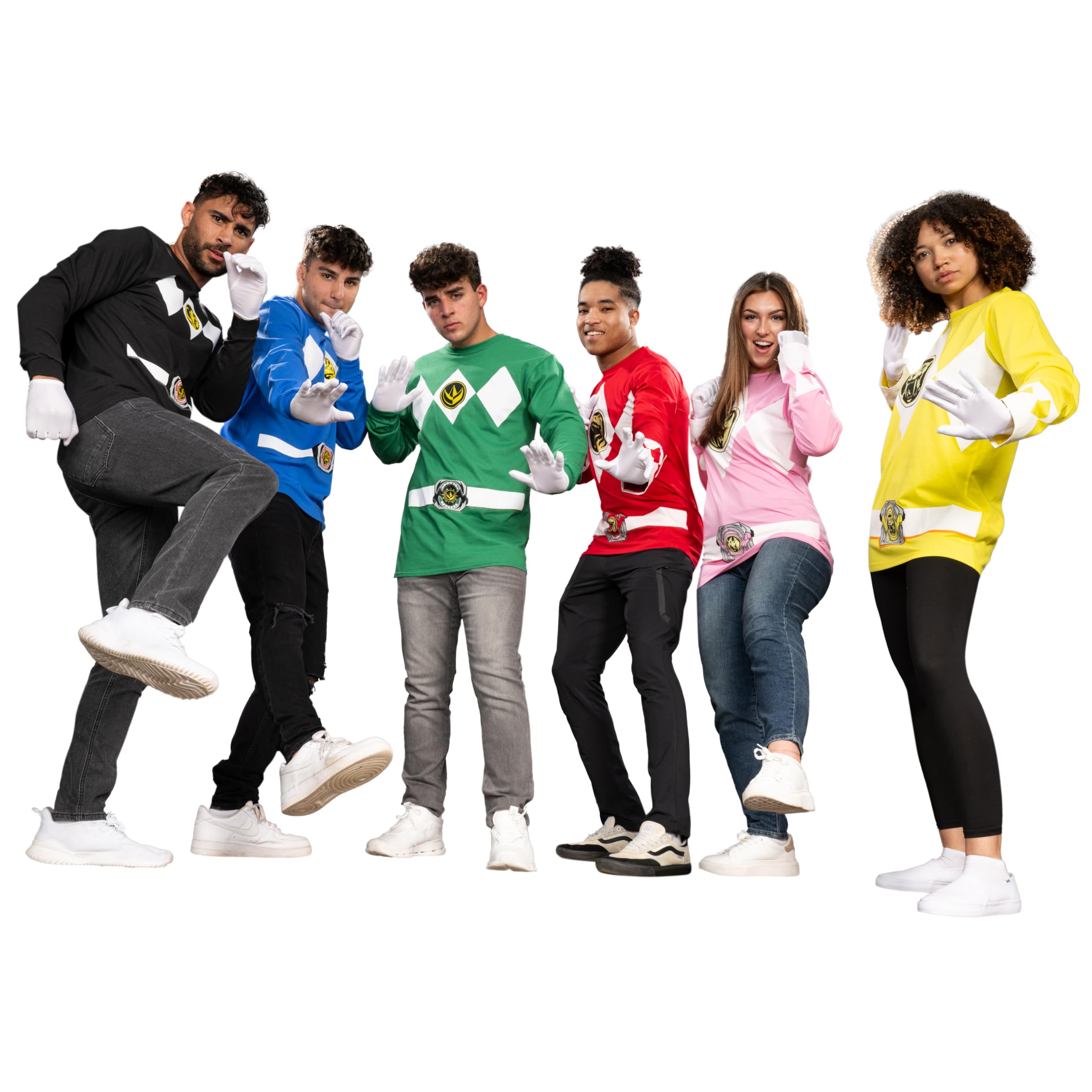 Power Rangers The Long Sleeve Ranger Costume Black T-Shirt (Adult XX-Large)