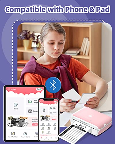 Phomemo M04S Portable Printer- Bluetooth Inkless Thermal Sticker Printer with White Self-Adhesive Thermal Paper for Phomemo M04S/M04S Bluetooth Thermal Printer, Black on White, 110mm x 3.5m, 3-Rolls