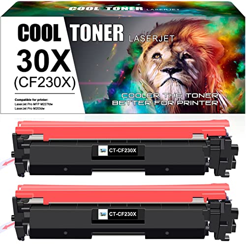 Cool Toner Compatible 30X CF230X Toner Cartridge Replacement for HP 30X 30A CF230X CF230A for HP Pro MFP M227fdw M203dw M227fdn M203dn M227sdn M203d M203 Printer Ink (Black, 2-Pack)
