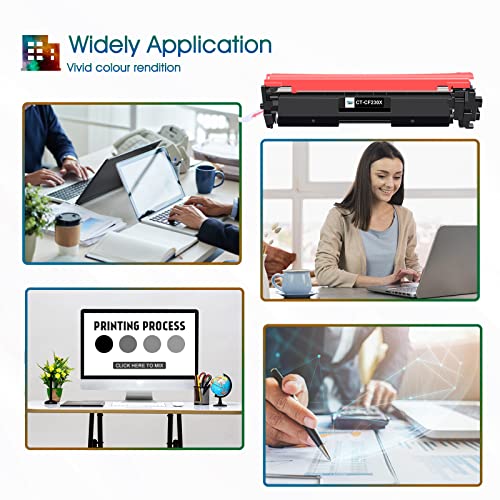 Cool Toner Compatible 30X CF230X Toner Cartridge Replacement for HP 30X 30A CF230X CF230A for HP Pro MFP M227fdw M203dw M227fdn M203dn M227sdn M203d M203 Printer Ink (Black, 2-Pack)