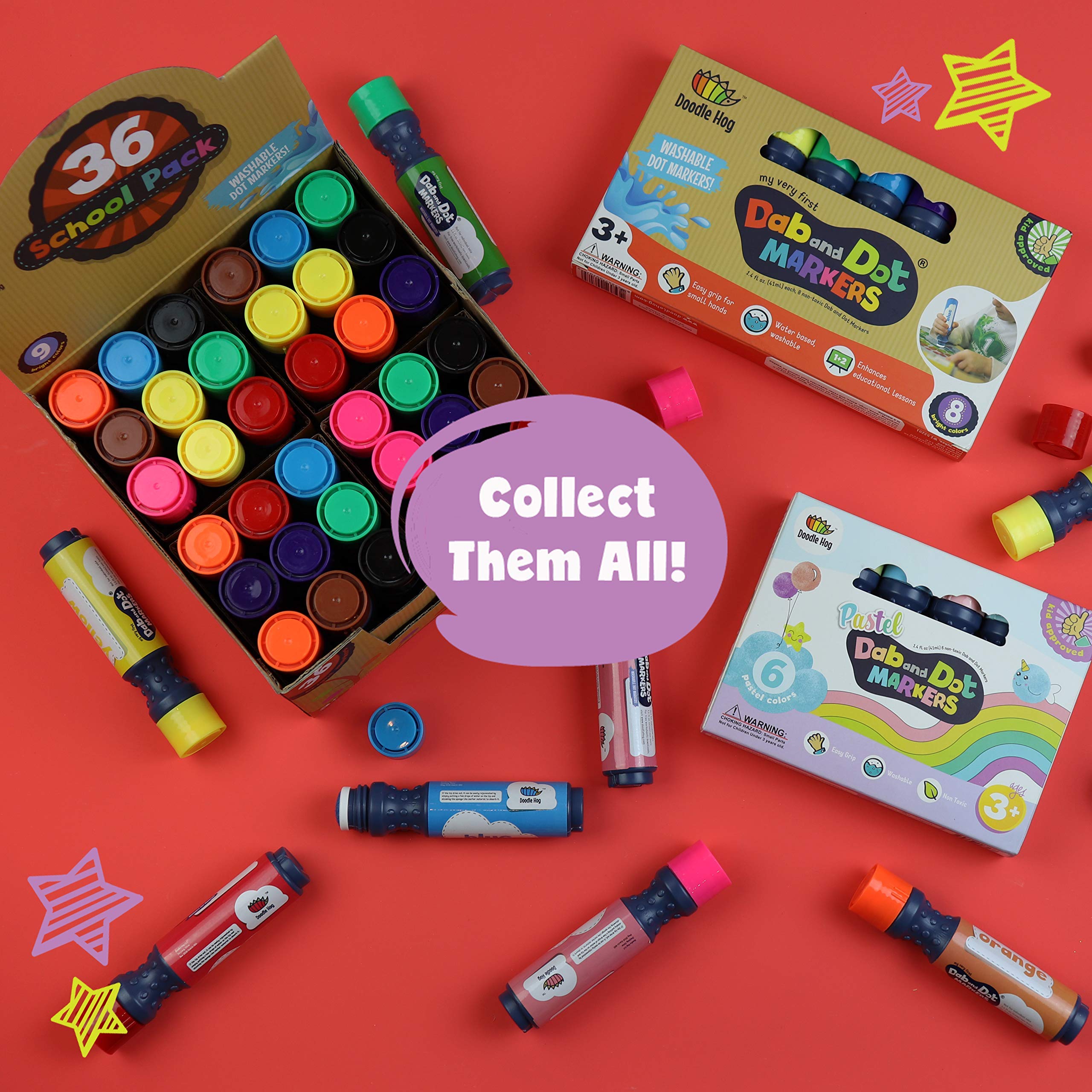 Dab and Dot Markers Set Of 8 Washable Paint Dauber/Markers/Dabbers For Learning Alphabets, Numbers, Math, Speech & Art Educational Activities In Preschool Kindergarten And Homeschool