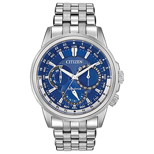 Citizen Eco-Drive Classic Steel Watch - 12/24H, Day/Date, 44mm Blue Dial