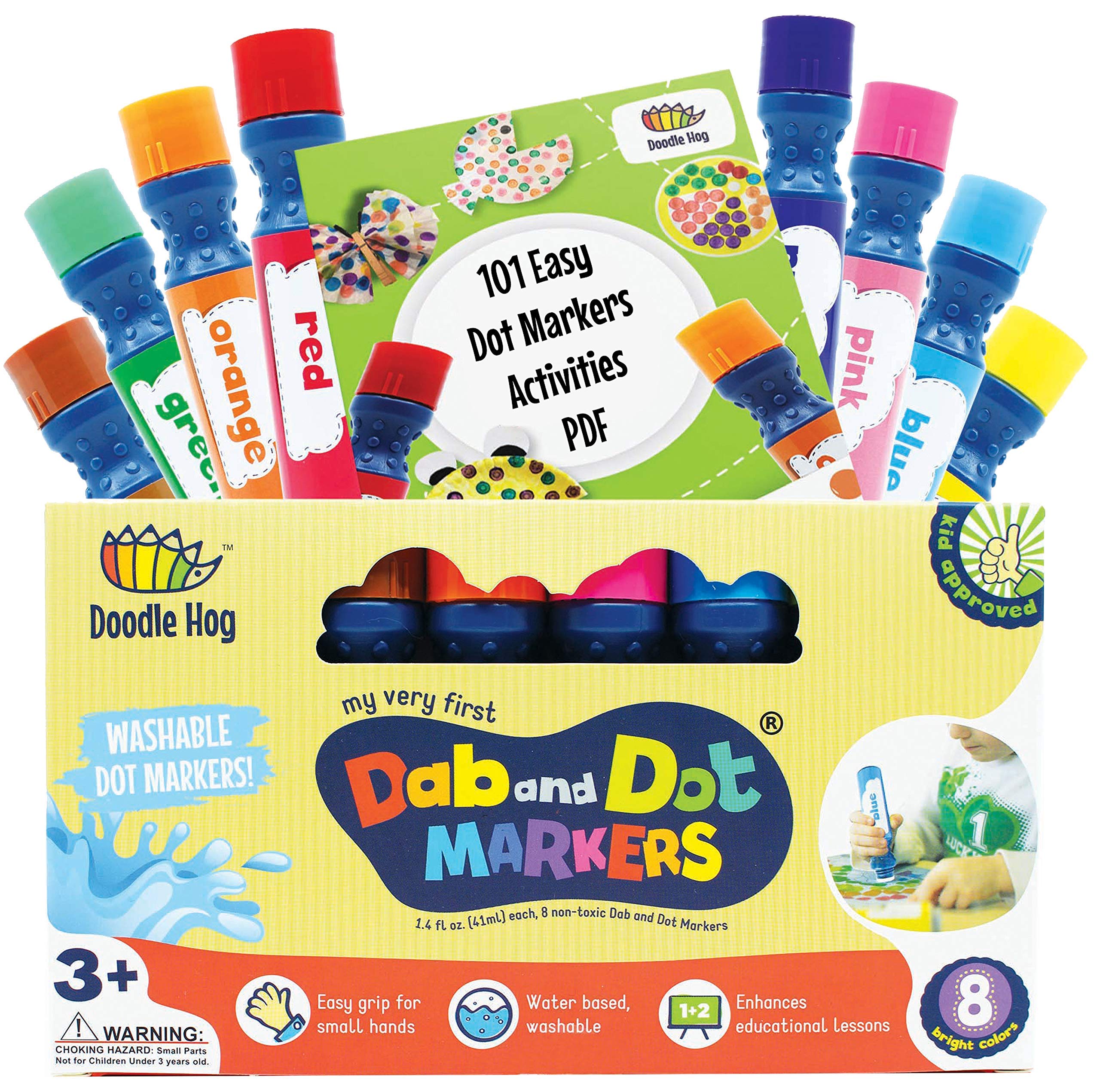 Dab and Dot Markers Set Of 8 Washable Paint Dauber/Markers/Dabbers For Learning Alphabets, Numbers, Math, Speech & Art Educational Activities In Preschool Kindergarten And Homeschool