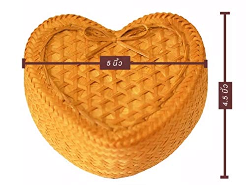Siriluck-Double Handicraft Lao/Thai Heart Basket/Basket Sticky Rice, Small.