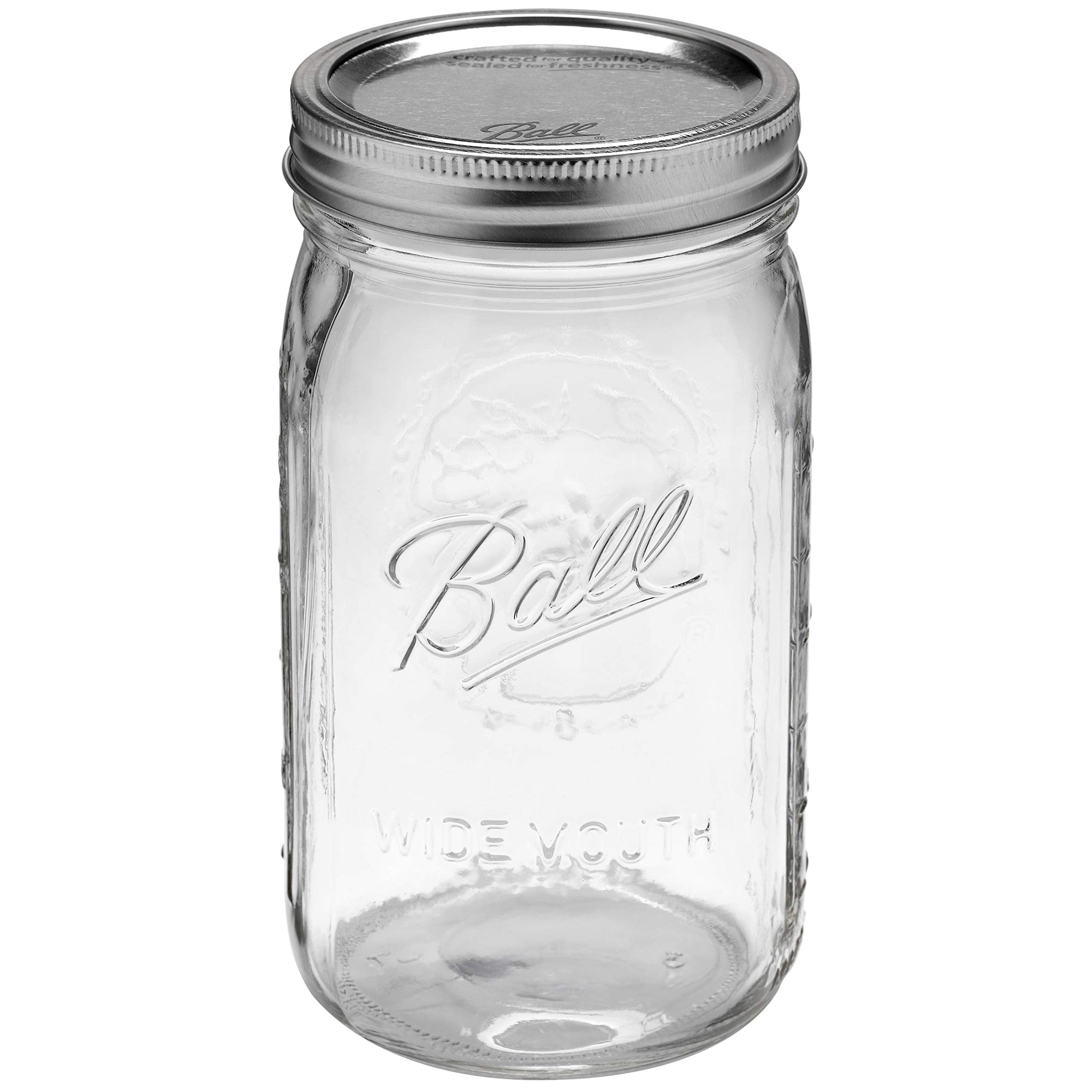 Ball Wide Mouth Quart 32-Ounces Glass Mason Jar with Lid and Band