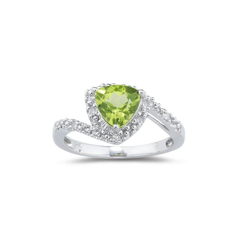 Studs Galore 0.06 Cts Diamond & 2.60 Cts Peridot Ring in 14 K White Gold-7.0