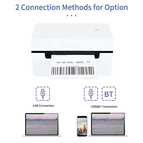 N/A Desktop Thermal Label Printer for 4x6 Shipping Package Label Maker 180mm/s USB BT Thermal Sticker Printer Max.110mm Paper (Color : USB)