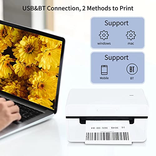 N/A Desktop Thermal Label Printer for 4x6 Shipping Package Label Maker 180mm/s USB BT Thermal Sticker Printer Max.110mm Paper (Color : USB)
