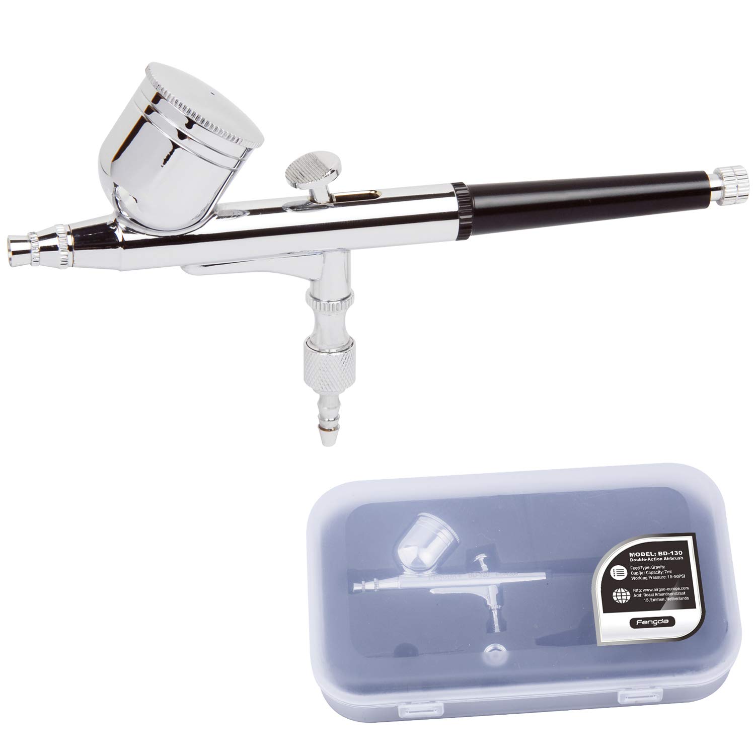 Timbertech Professional Double Action Airbrush BD-130 Mounted 0.3mm Nozzles and Needles for Cake Decorating, Painting, Tattoo, Models Art,Craft and so on