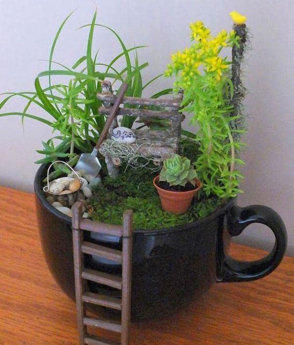 Touch of Nature Mini Fairy Garden Bucket, 1-Inch, Grey