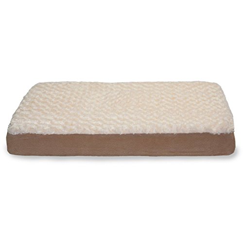 Furhaven Orthopedic Dog Bed for Small Dogs w/ Removable Washable Cover, For Dogs Up to 20 lbs - Ultra Plush Faux Fur & Suede Mattress - Cream, Small
