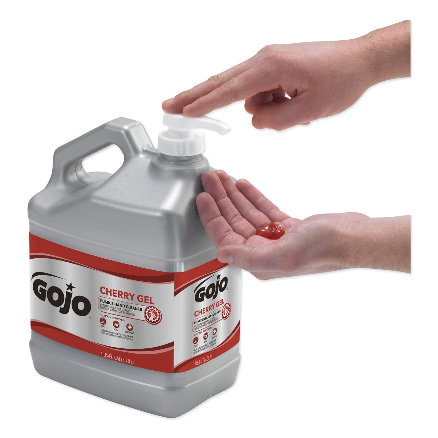 GOJO Cherry Gel Pumice Hand Cleaner, Cherry Fragrance, 1 Gallon Hand Cleaner with Pumice in Pump Bottle (Pack of 1) – 2358-02
