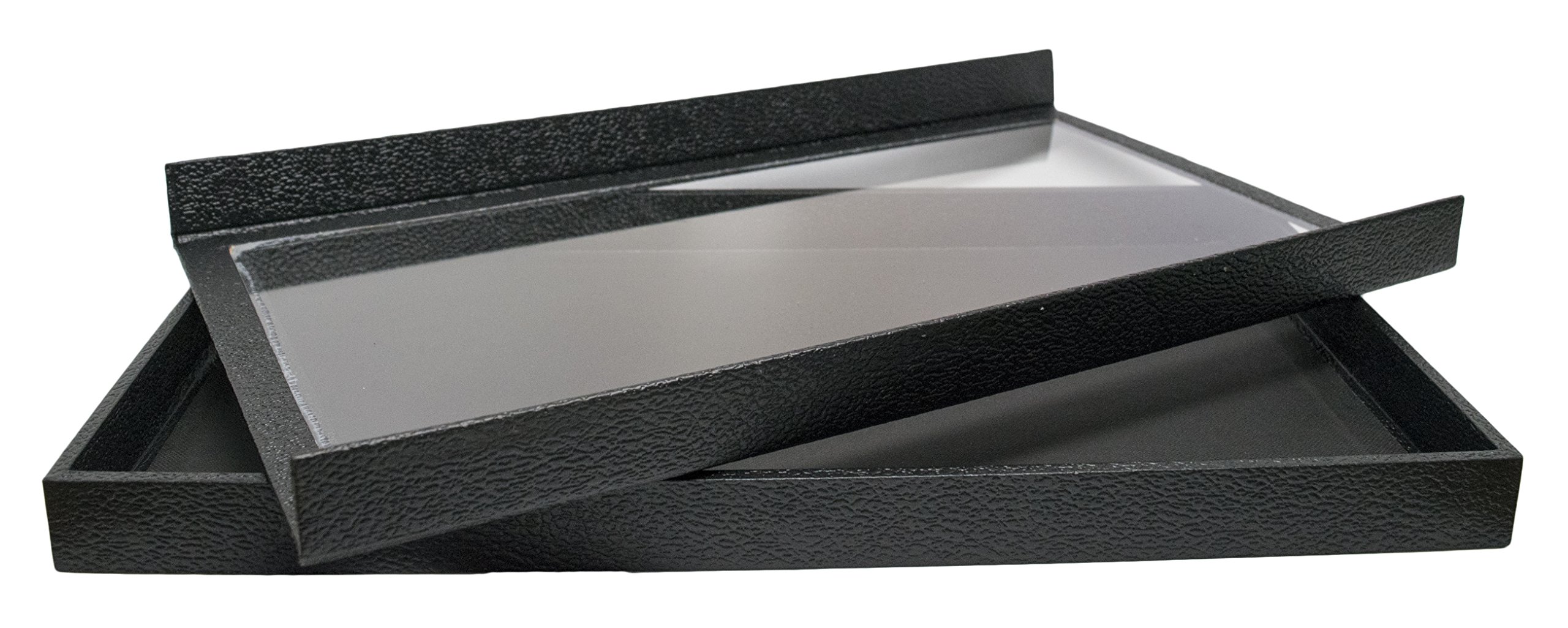 Novel Box Detachable Magnetic Lid Acrylic Black Jewelry Display Case 14.75X8.25X1.15 + Custom NB Pouch