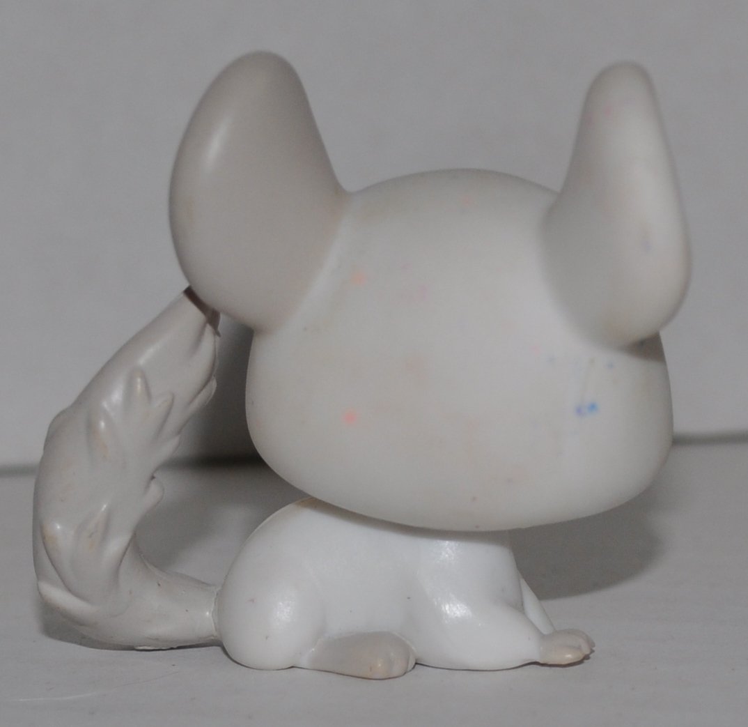 Chinchilla #1401 (White, Blue Eyes, Grey Deco) - Littlest Pet Shop (Retired) Collector Toy - LPS Collectible Replacement Single Figure - Loose (OOP Out of Package & Print)