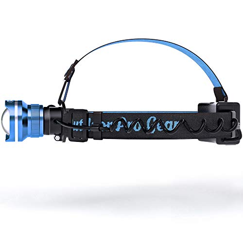 Outdoor Pro Gear LED Headlamp Flashlight [3-AA Batteries Included] Magnifying Lens, Head Lamp for Camping, Caving, Search & Rescue, Super Bright Spotlight Headlight, Emergency Supplies (Blue)