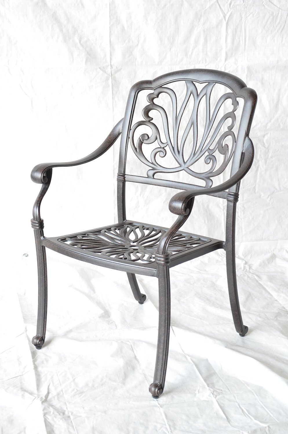 Elizabeth Outdoor Patio 9pc Dining Set 44" X 84" Cast Aluminum, Walnut Cushions