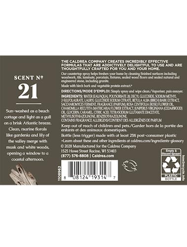 Caldrea Multi-surface CounterTop Spray Cleaner, Made With Vegetable Protein Extract, Rosewater Driftwood Scent, 16 Oz