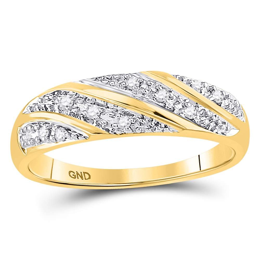 Sizes - L = 8, M = 13 - 14k Yellow and White 2 Two Tone Gold Mens and Ladies Couple His & Hers Trio 3 Three Ring Bridal Matching Engagement Wedding Ring Band Set - Round Diamonds - Princess Shape Center Setting (1/4 cttw) - Please use drop down menu to se