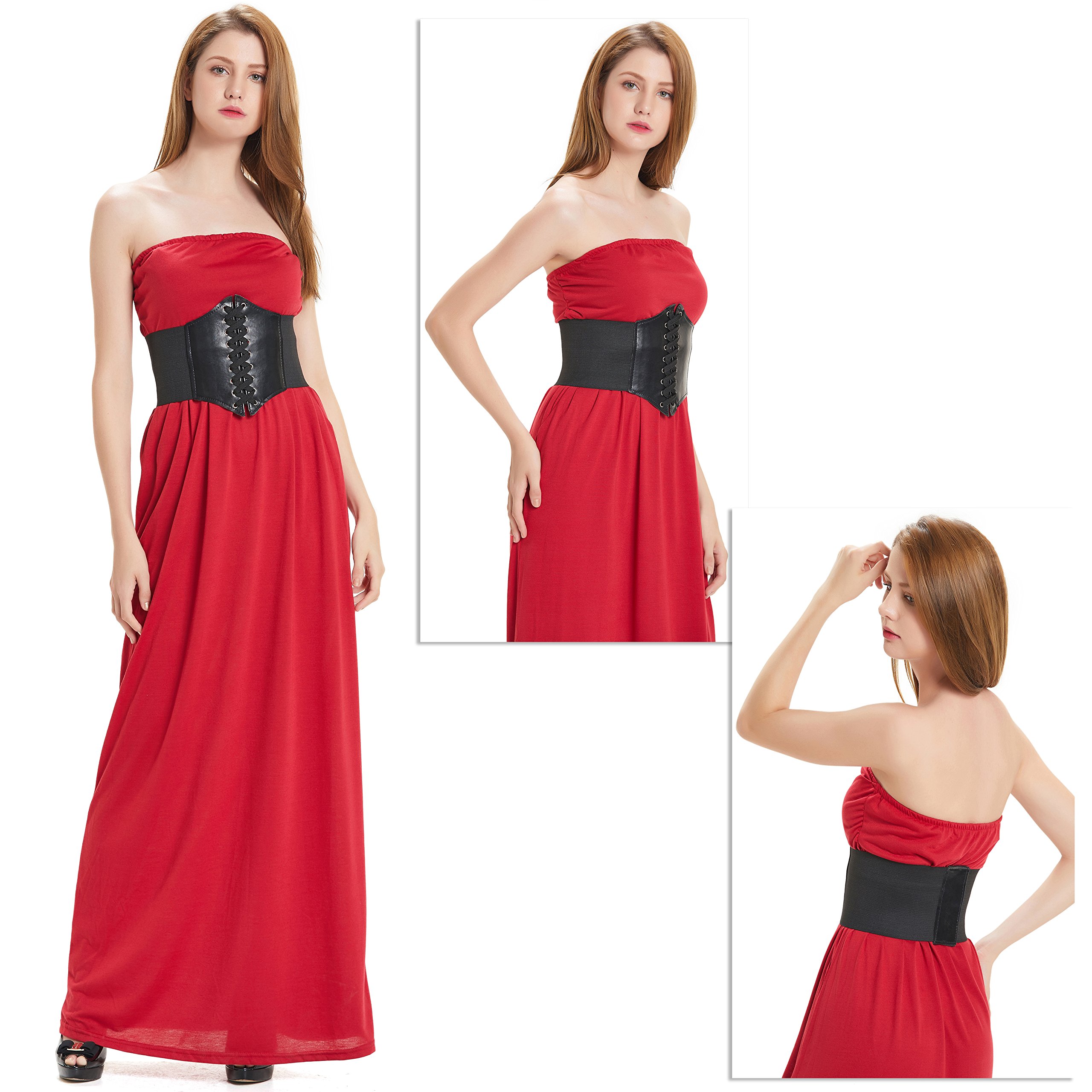 HANERDUN Lace-up Waspie Corset Belts for Women Elastic Waist Belt Tied Retro Wide Belt
