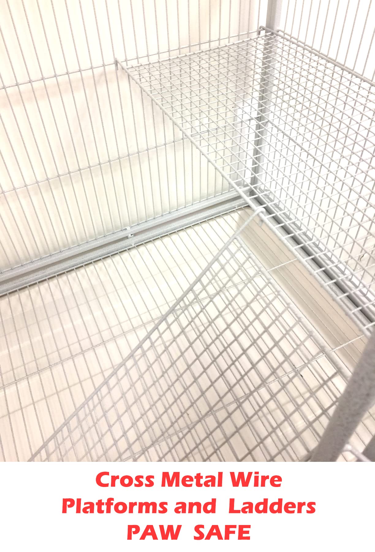 64" Extra Large Wrought Iron Double Center Divider 3-Floors Cage Guinea Pig Ferret Chinchilla Sugar Glider Hamster Mice Rat Rabbit Detachable Rolling Stand
